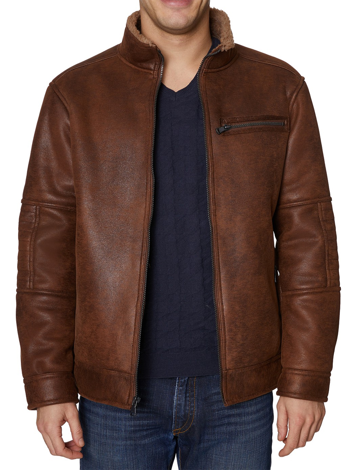 Men’s Buffalo David Bitton Shearling Leather Jacket – Bay Perfect