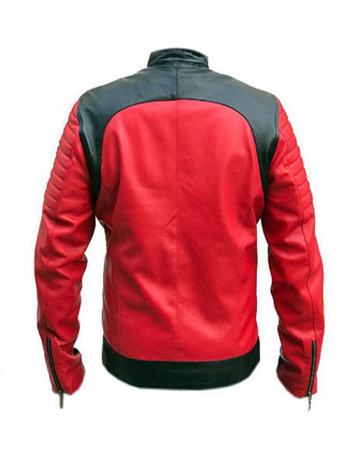 Vintage Café Racer Red and Black Quality Retro Biker Leather Jacket ...