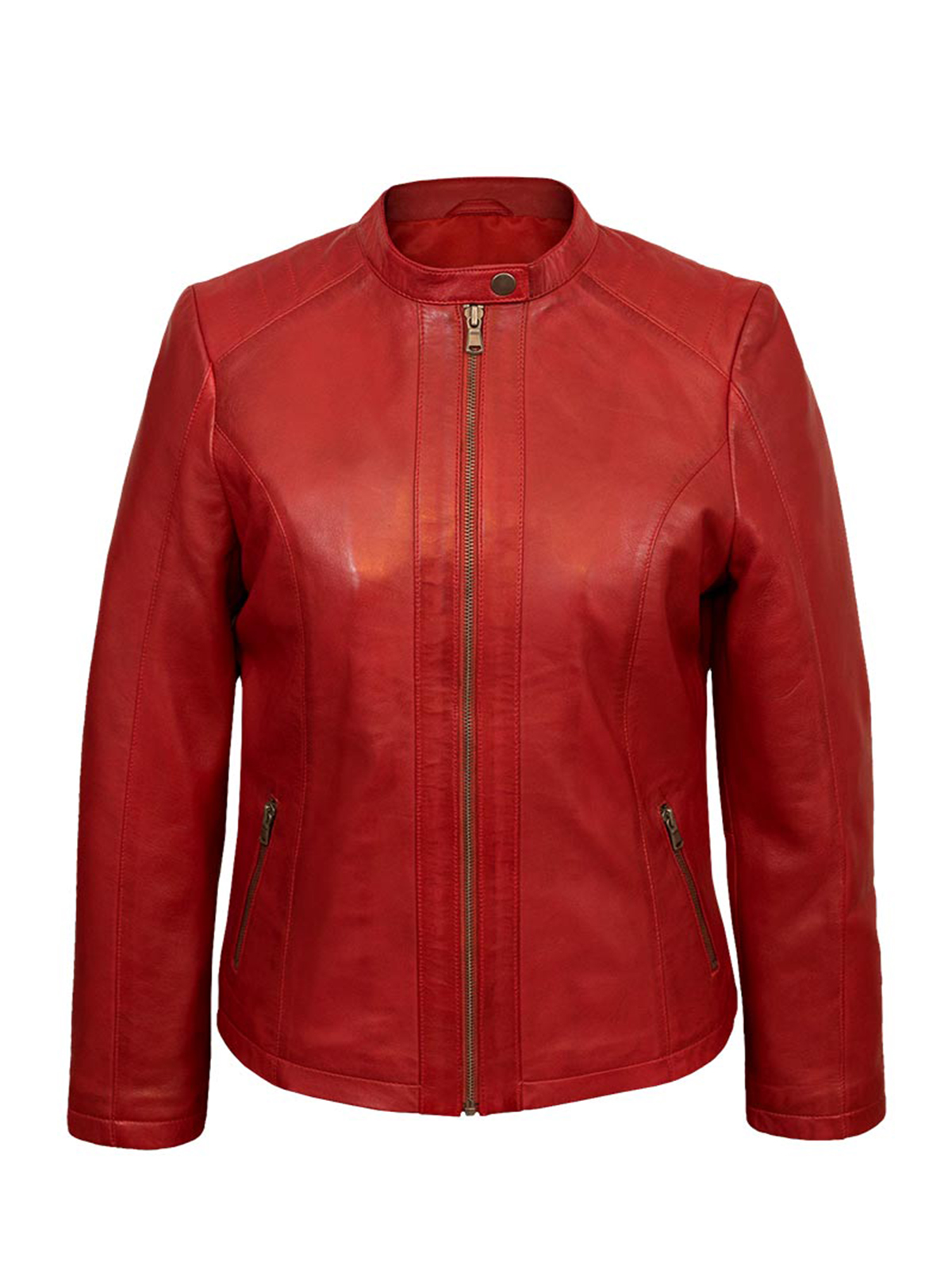 Women’s Classic Red Faux Leather Biker Jacket – Bay Perfect