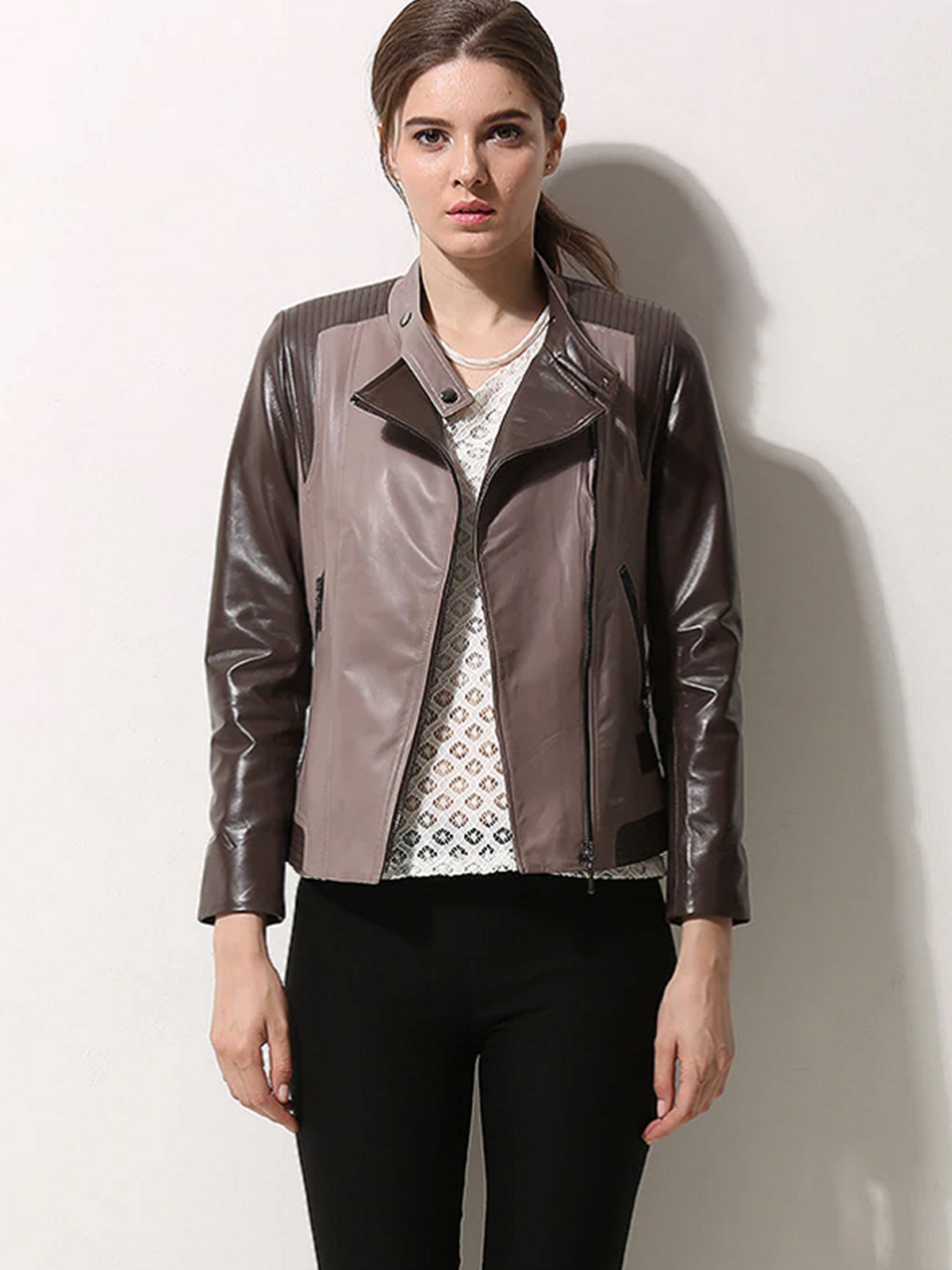 Women Asymmetrical Style Moto Biker Jacket Bay Perfect